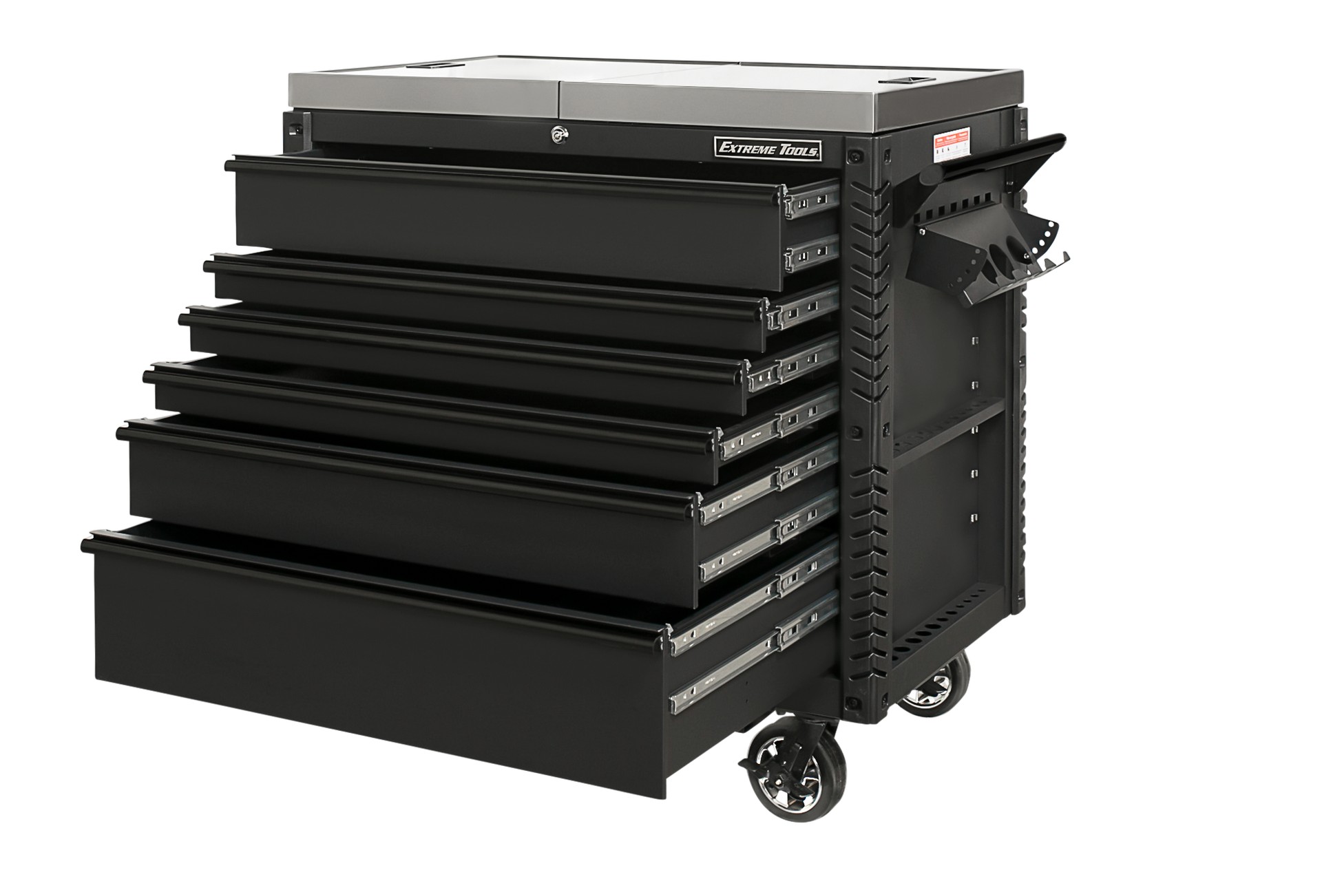 41" 6-Drawers Tool Cart with Pry Bar Holders and Stainless Steel Slide Top